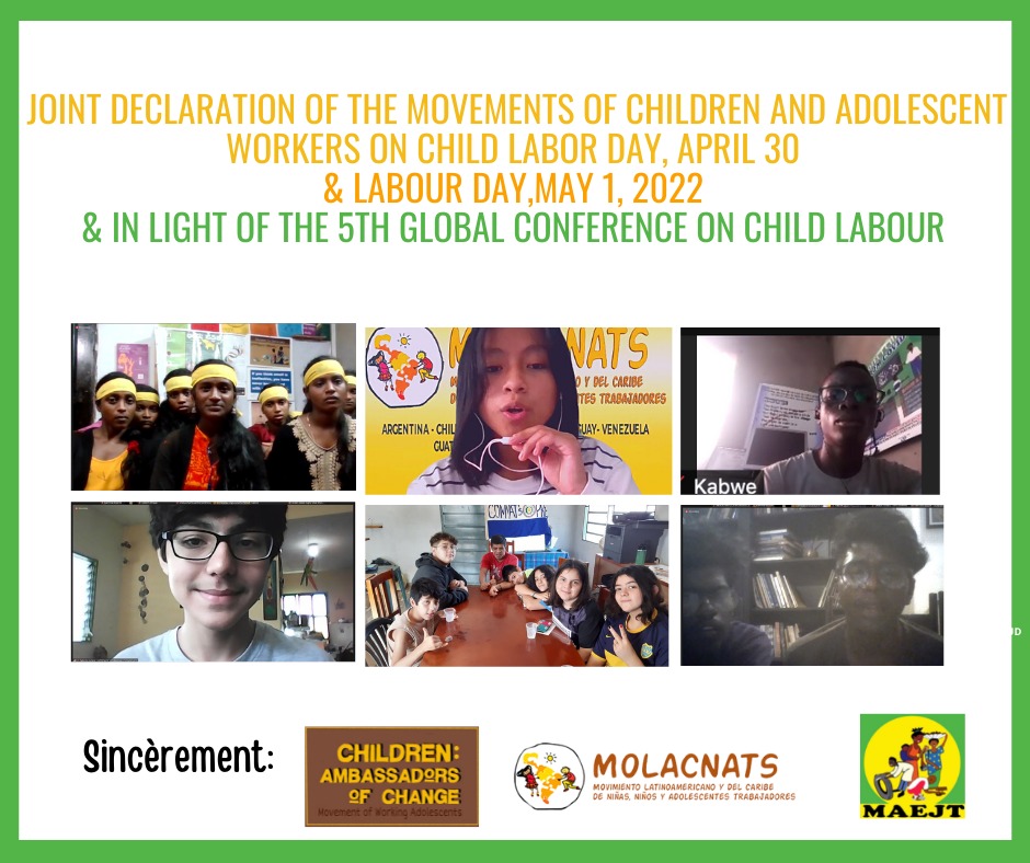 Joint declaration of the movements of children and adolescent workers in the light of ILO’s 5th ...